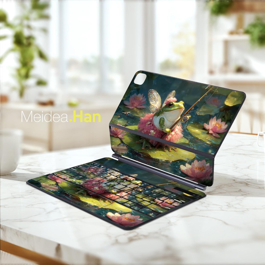 IPad 11 Smart Skin Keyboard Sticker Cute Fishing Frog Pattern Gift for ...