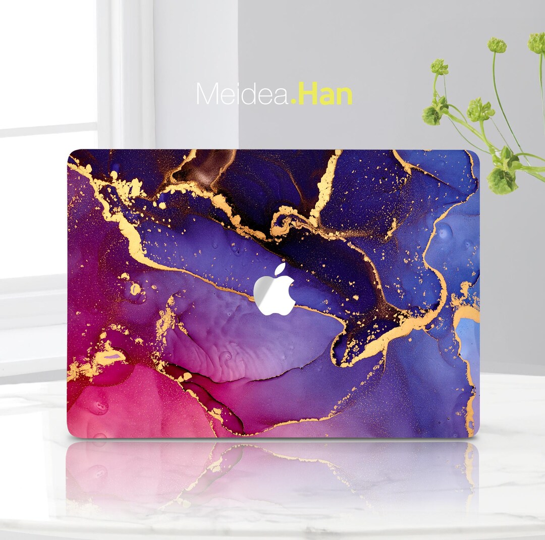 Apple Laptop Skin Unique Gift Custom Decal Purple Marble Texture Design ...