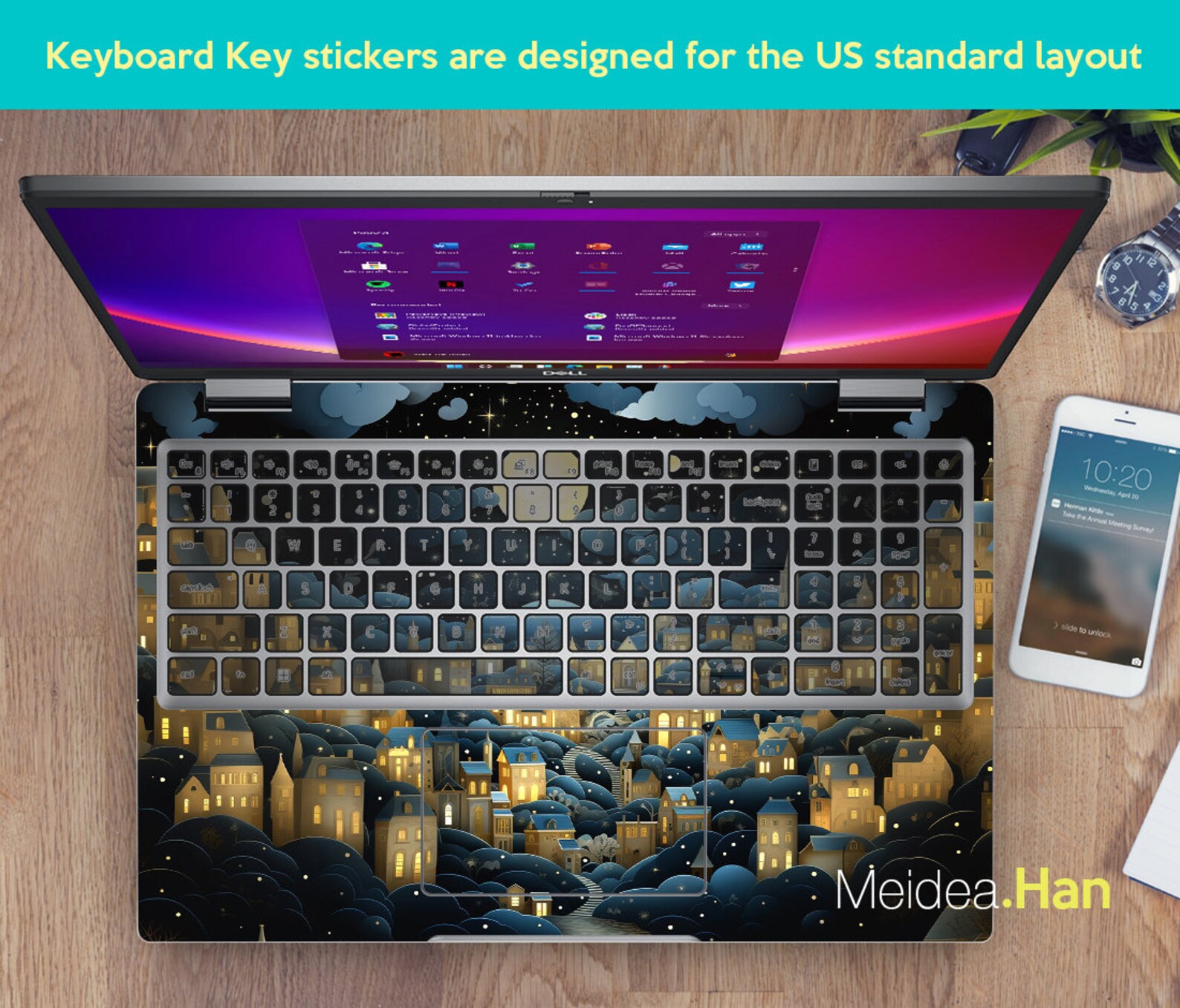 Custom Laptop Skins Hp Decal Personalised Sticker City Cartoon Night ...