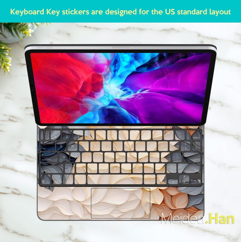 Apple Magic Keyboard Stickers Aesthetic Flower Pattern Gift for Mother ...