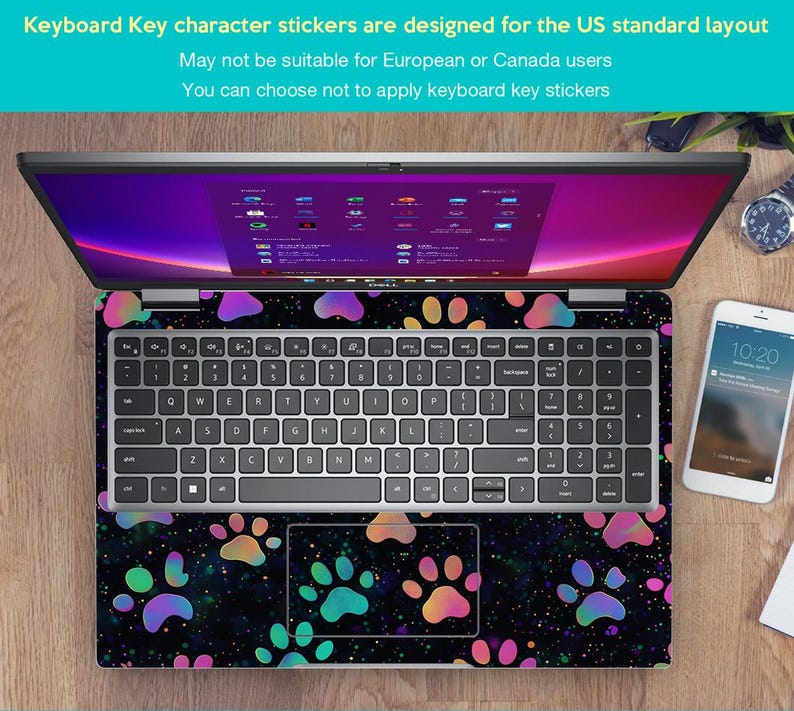 Custom Laptop Skin Lenovo 2 in 1 Sticker Custom Gift Colorful Cute Dog ...