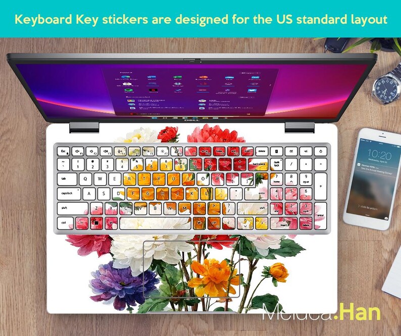 Custom Laptop Case Dell 15 DC15250 Decal Beautiful Flower Bouquet ...