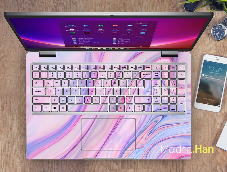 Hp Laptop Skin Omen 17 Personalized Customizable Pink Gray Marble ...