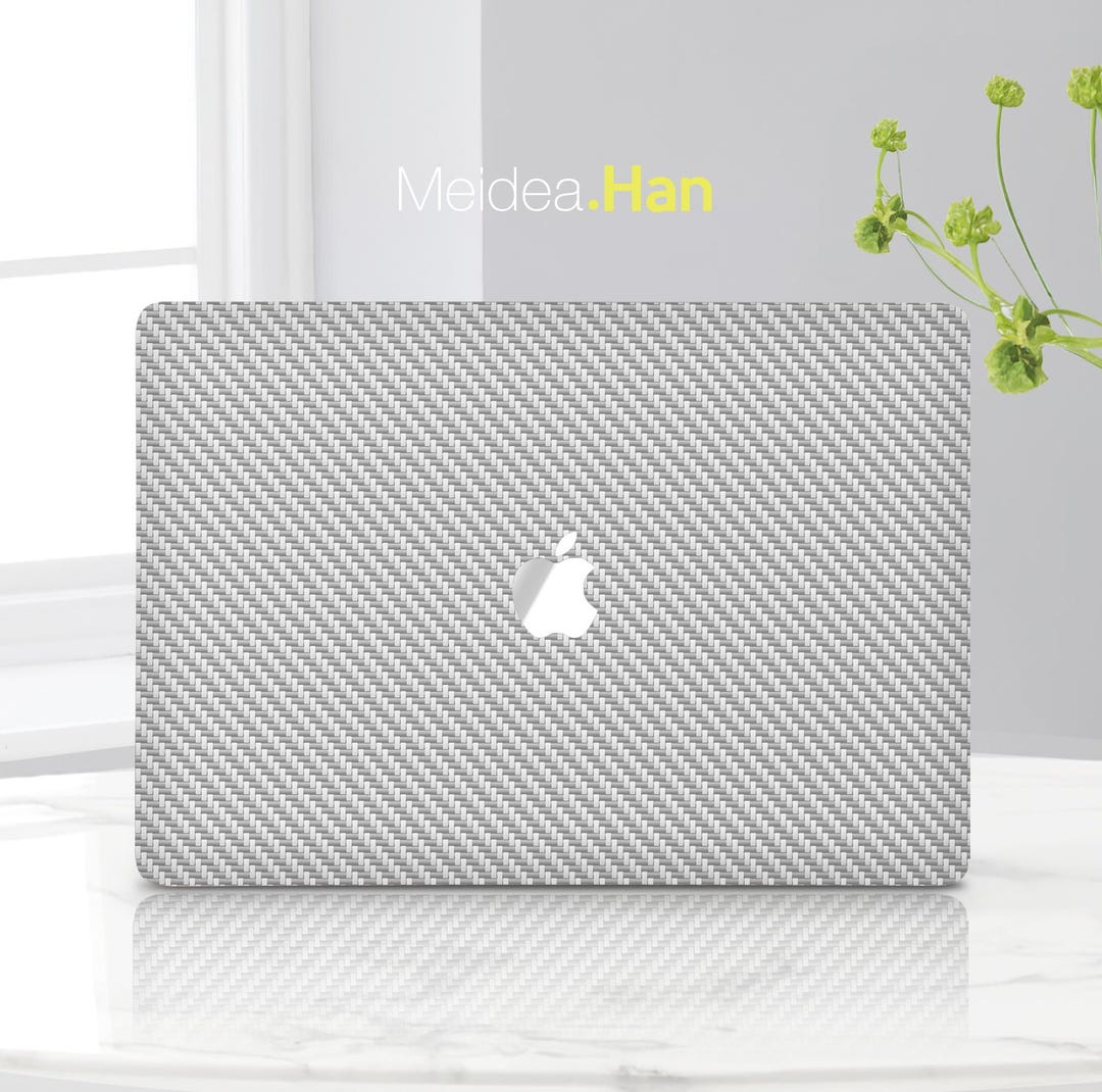 Silver Carbon Fiber Skin MacBook Lid Apple Accessorie Unique Custom ...