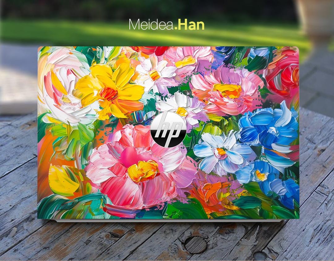 Hp Accessories Custom Laptop Skin Unique Gift Pink Flowers Patterns Oil ...