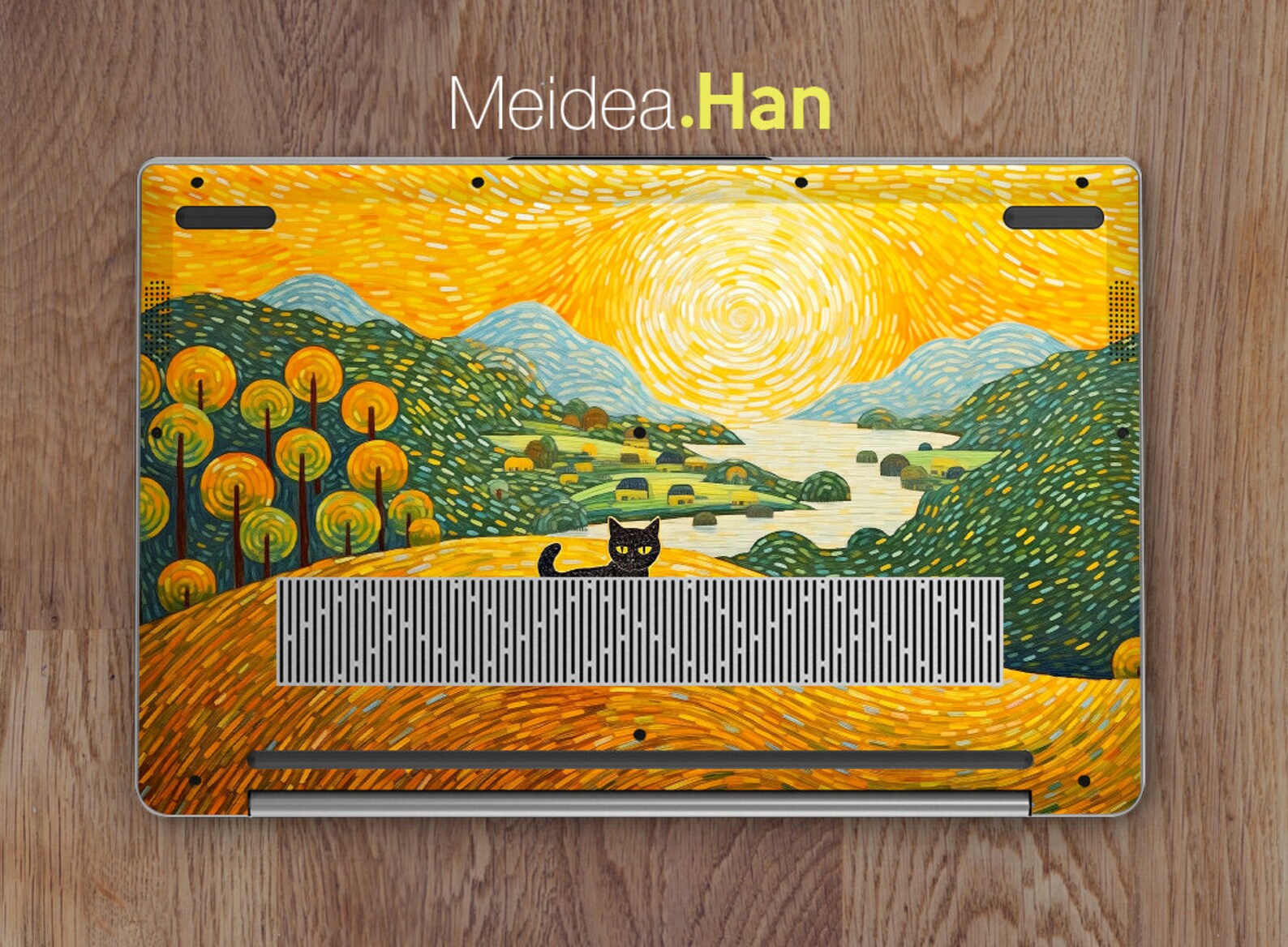 Custom Laptop Skin Lenovo Yoga Personalization Golden Yellow Cartoon ...