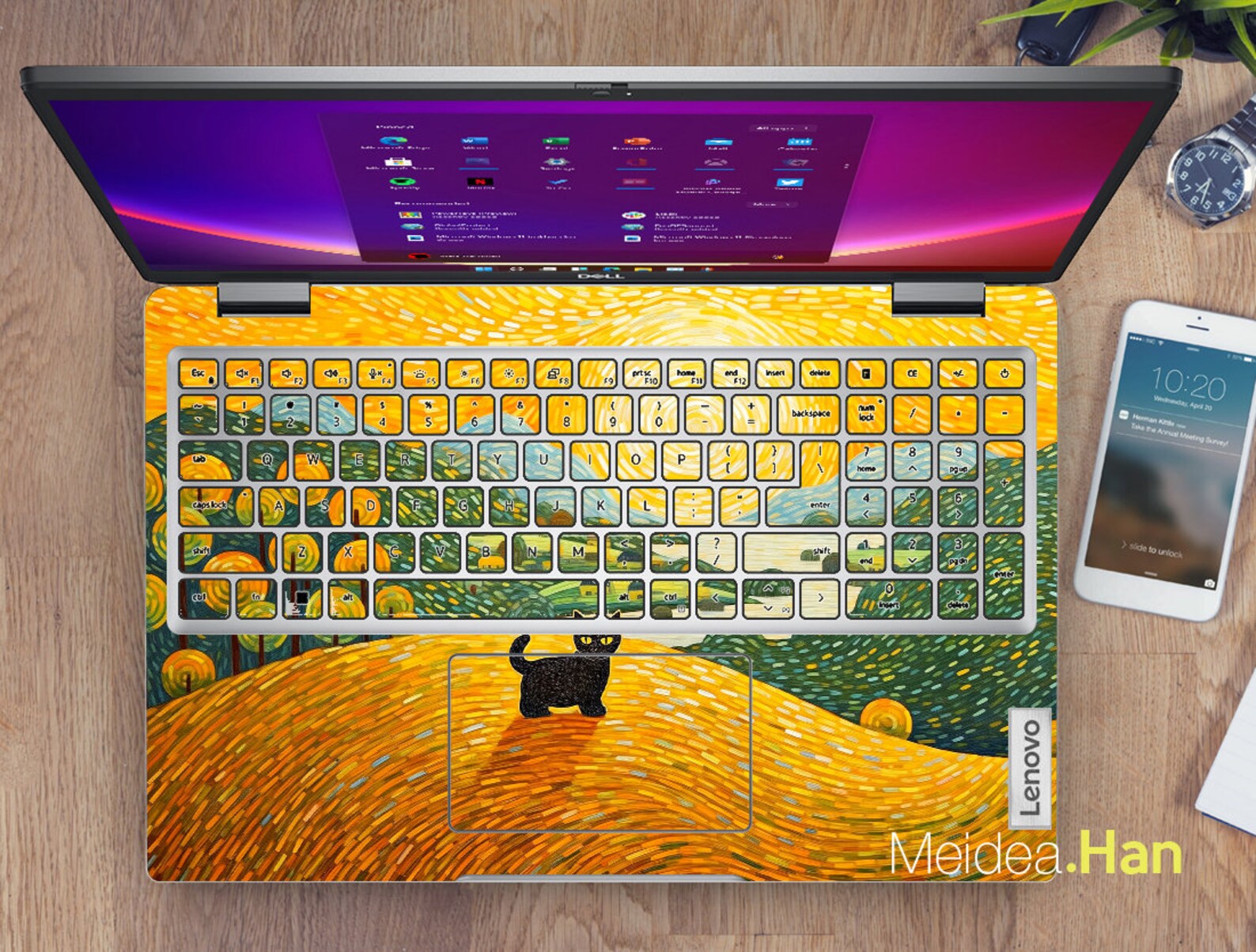 Custom Laptop Skin Lenovo Yoga Personalization Golden Yellow Cartoon ...