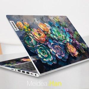 Lenovo Laptop Skin Art Gift Custom Decal Oil Painting Succulents Design ...