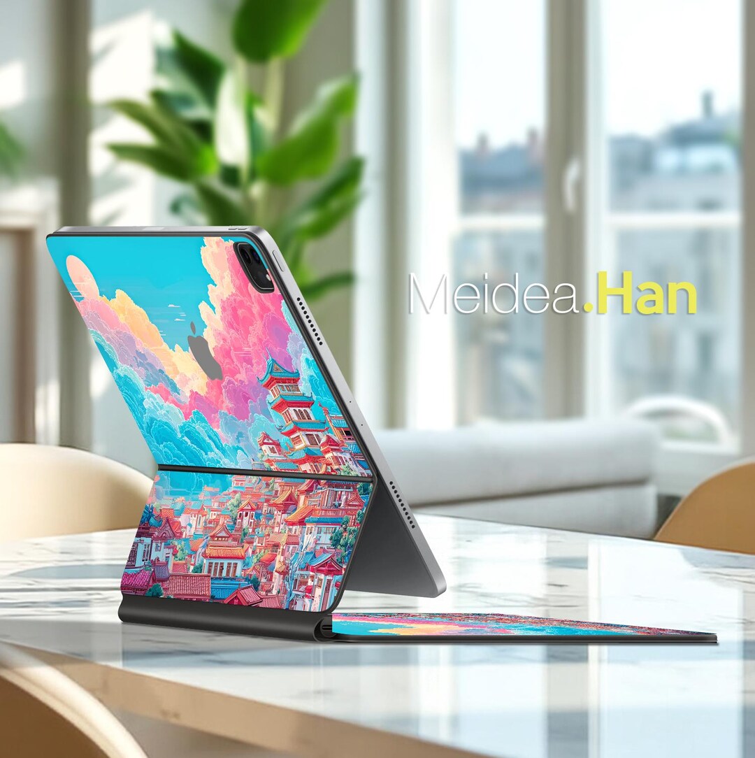 Tablet Decal Skin Traditional Style Pink House Design Gift for Daughter ...