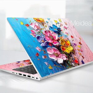 Custom Laptop Skin Dell Decals Personalization Gift Romantic Flower Oil ...