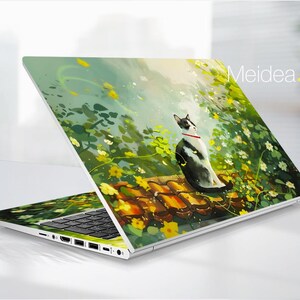 Custom Laptop Skin Dell 15 Inch Back to School Gift Cute Cartoon Kitten ...