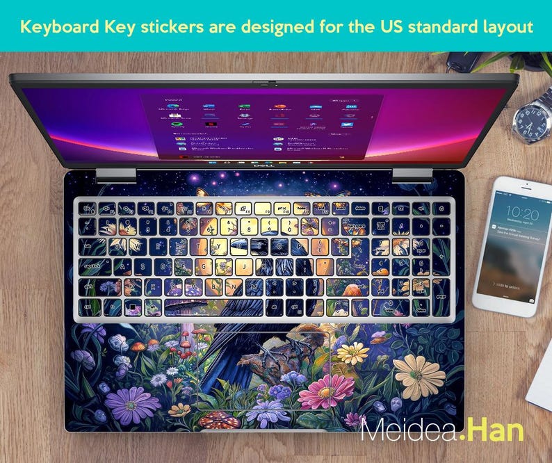 Dell Laptop Skin Latitude 7450 Sticker Art Display Custom Decal Flowers ...