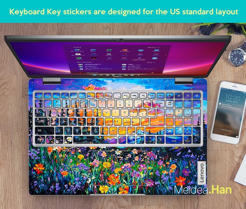 Custom Lenovo Laptop Skin Top Decal Art Gift for Her Beautiful Oil ...