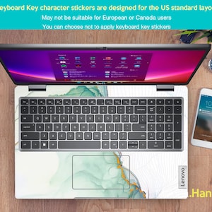 Lenovo Laptop Skins Personalized Gift Green Simple Lines Vinyl Sticker ...