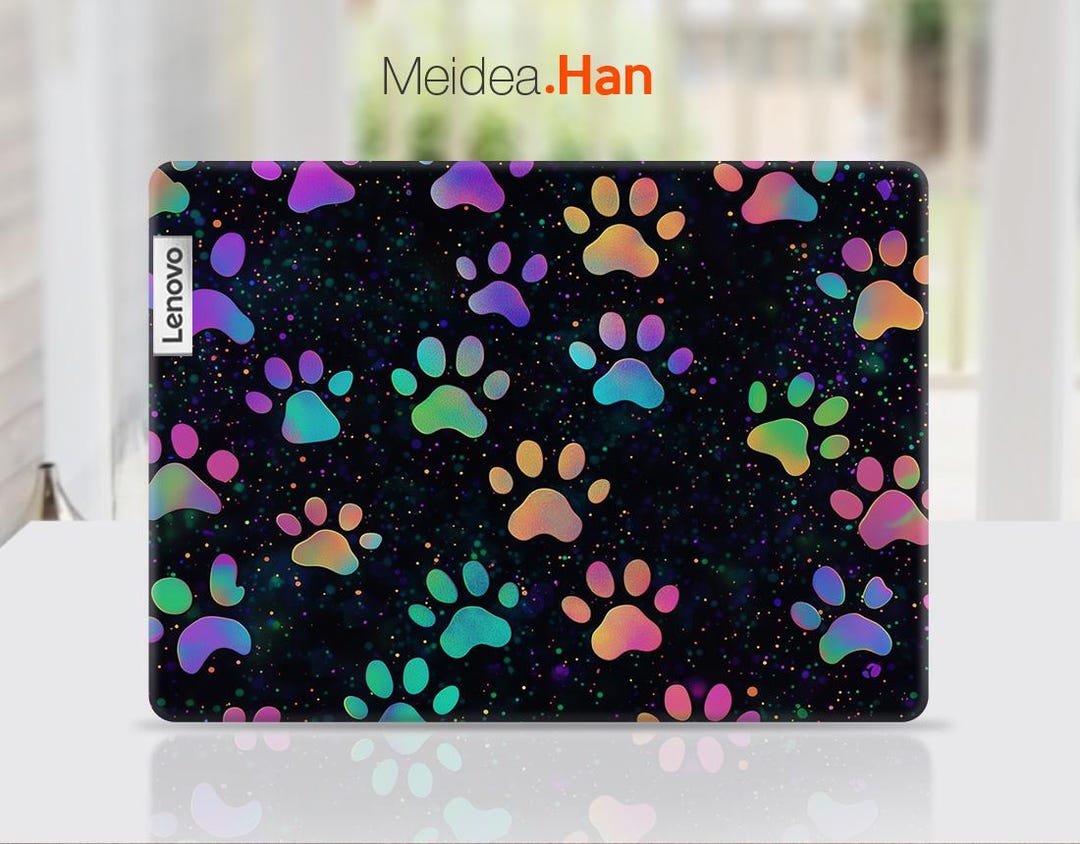 Custom Laptop Skin Lenovo 2 in 1 Sticker Custom Gift Colorful Cute Dog ...