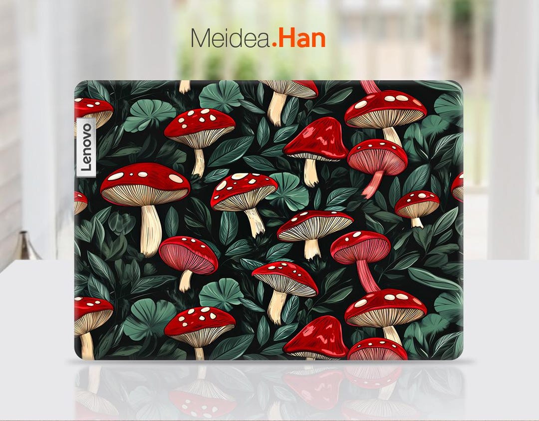 Lenovo Laptop Skin Personalized Sticker Red Mushroom Design Vinyl Decal ...