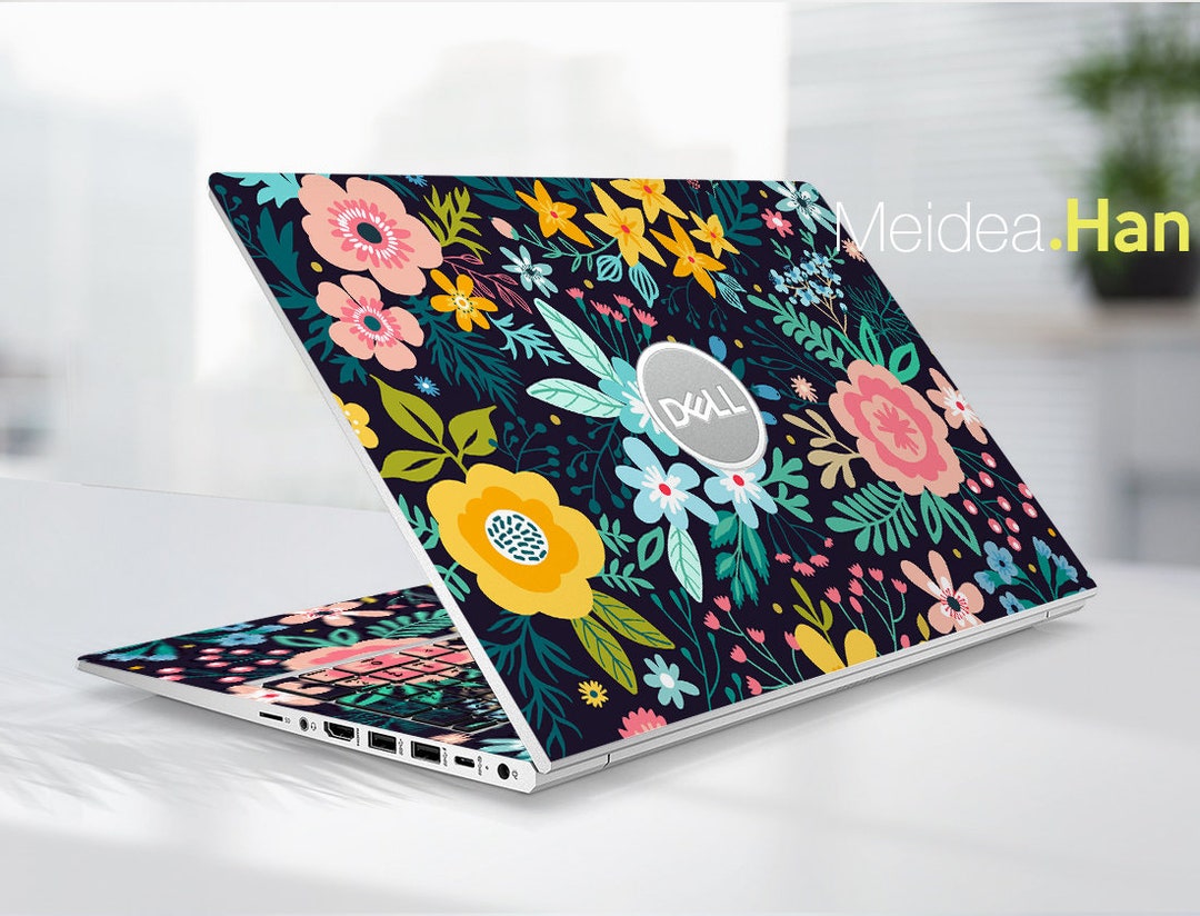 Dell Laptop Skin Xps 13 9310 Personalized Customizable Black Flowers ...