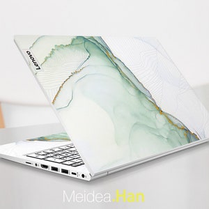 Lenovo Laptop Skins Personalized Gift Green Simple Lines Vinyl Sticker ...