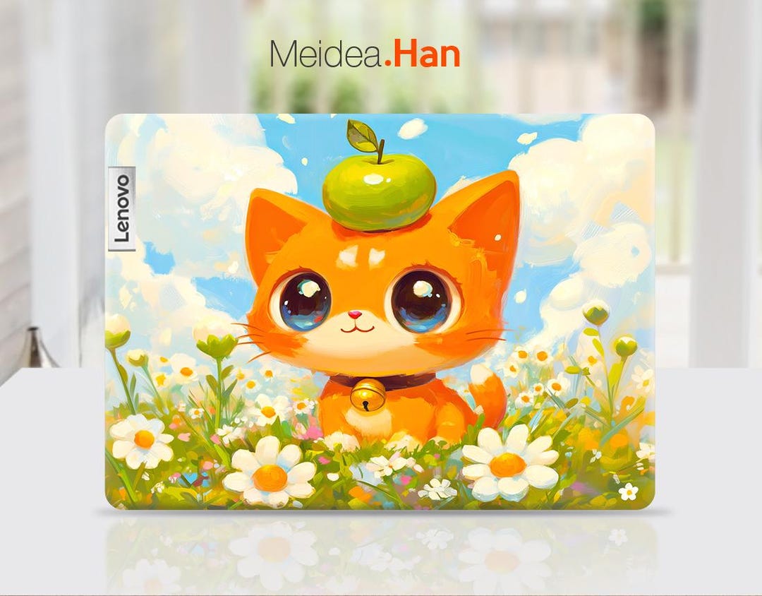 Laptop Skin Lenovo Sticker Cute Oil Painting Cat Pattern Yoga ...
