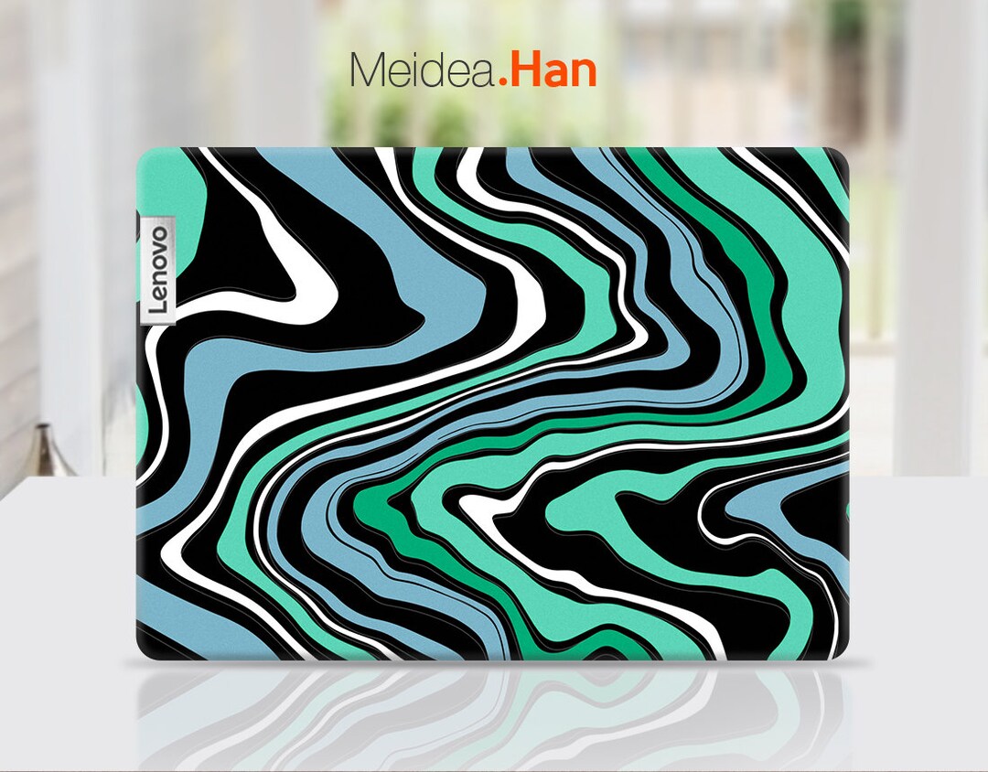 Custom Laptop Skins for Lenovo, Personalized Gift Green Curve Vinyl ...