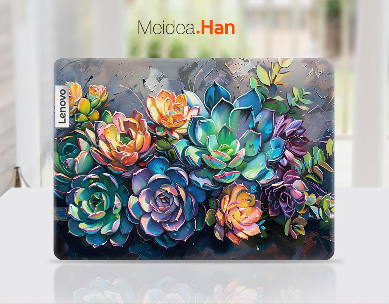 Lenovo Laptop Skin Art Gift Custom Decal Oil Painting Succulents Design ...