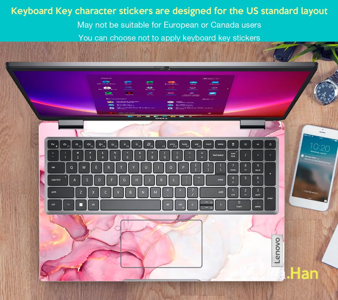 Lenovo Thinkpad Skin Personalized Gift for Girl Friend Watercolor Vinyl ...