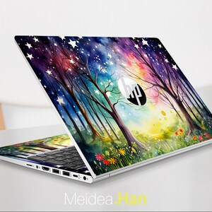 Custom Laptop Skins Hp Decals Personalised Watercolor Forest Design ...