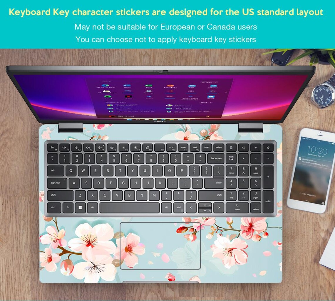 Laptop Skin Hp 16-AC Decal Custom Gift Back to School Beautiful Floral ...