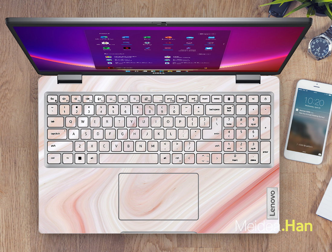 Lenovo Laptop Skins Ideapad 3 Personalized Gift Pink Simple Lines ...