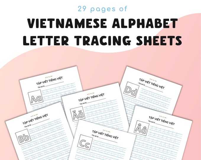 Printable Vietnamese Alphabet Letter Tracing Sheets, Teach Vietnamese ...