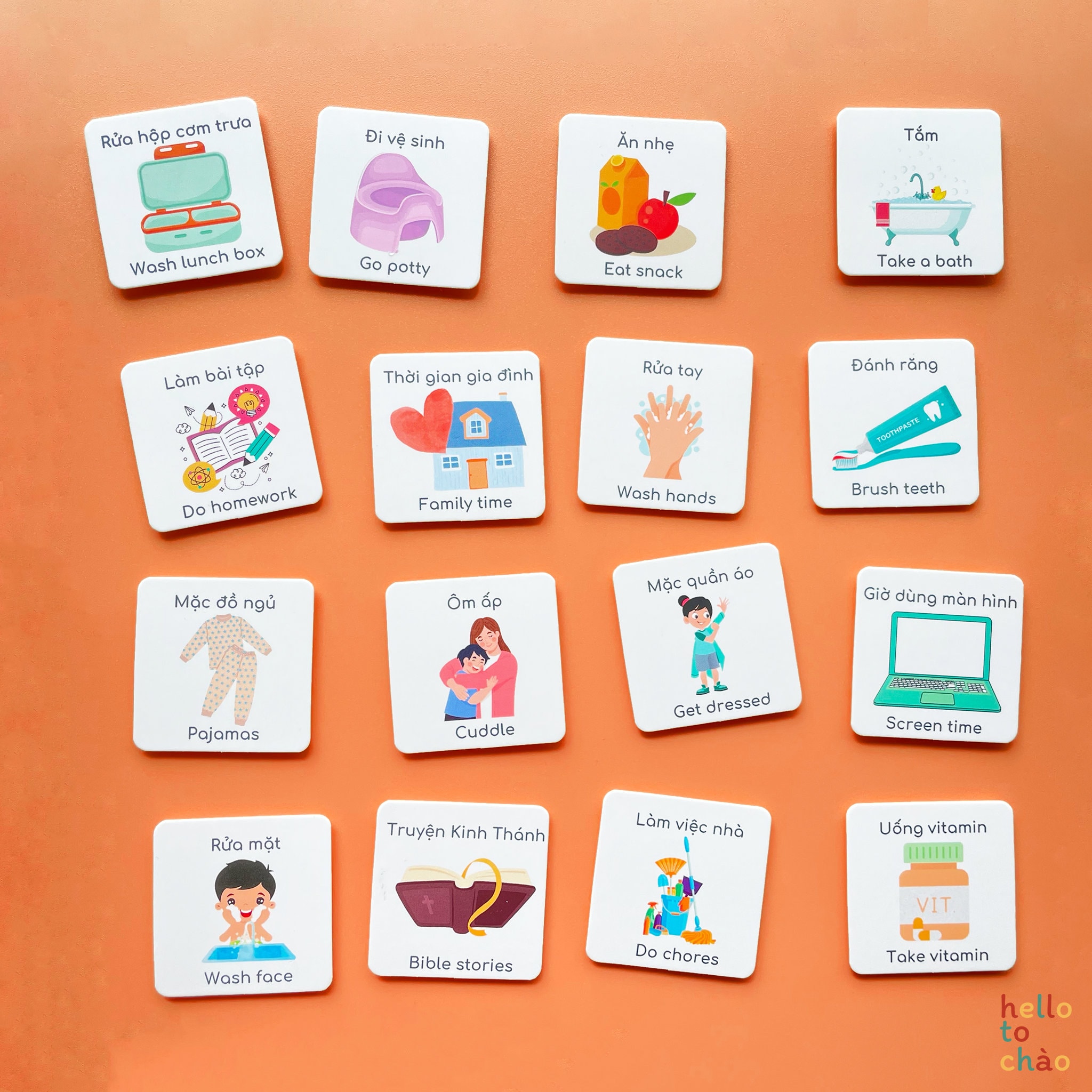 Bilingual Vietnamese Kids Routine Charts, Teach Vietnamese to Kids at ...
