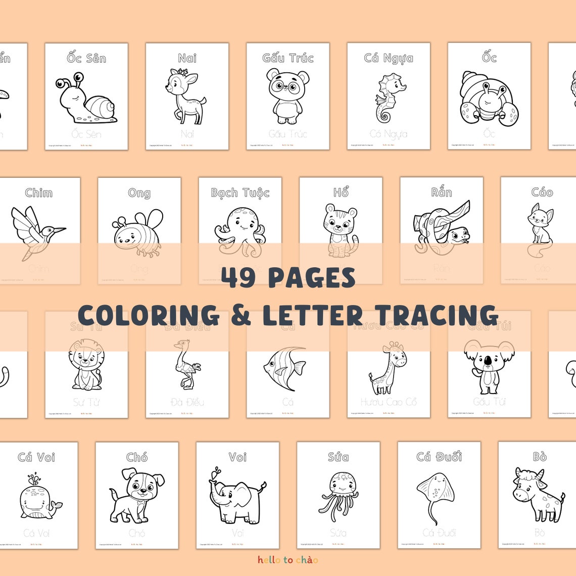 Printable Vietnamese Coloring and Letter Tracing Pages 49 Pages ...