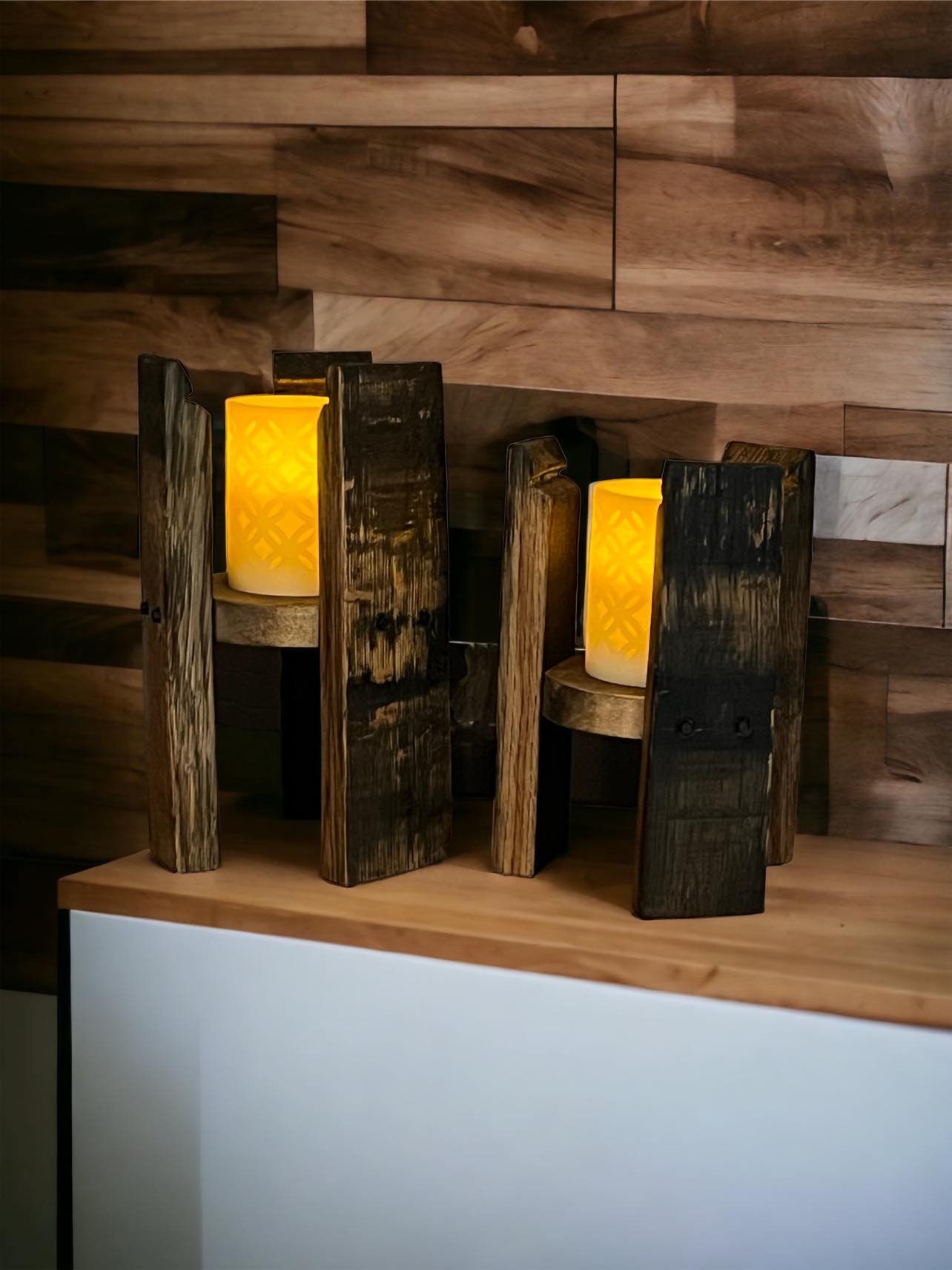 Whiskey Stave Candle Holder, Rustic Candleholder, Barrel Stave Candle ...