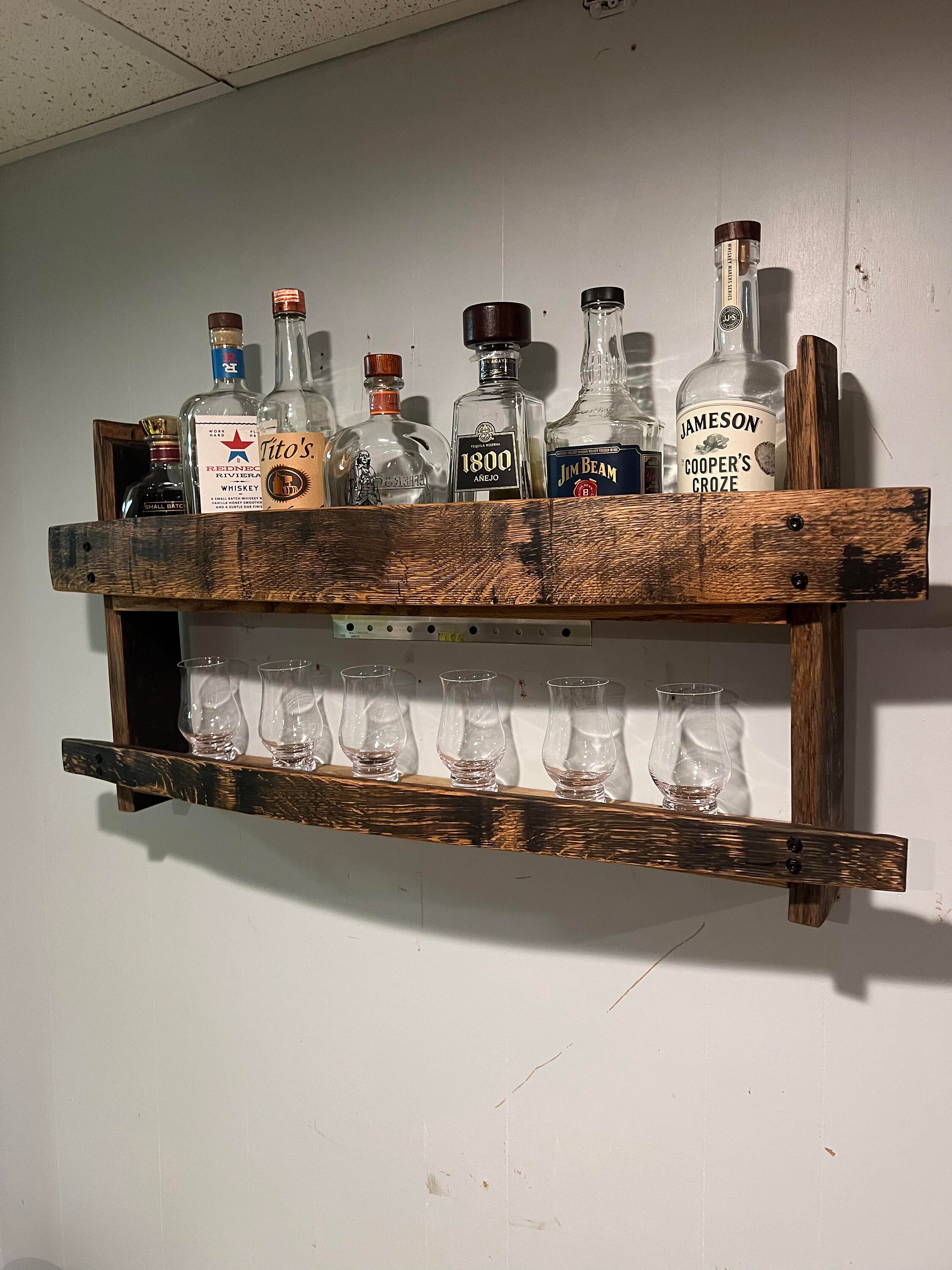 Bourbon Barrel Stave Shelf Whiskey Barrel Shelf Rustic Wall - Etsy