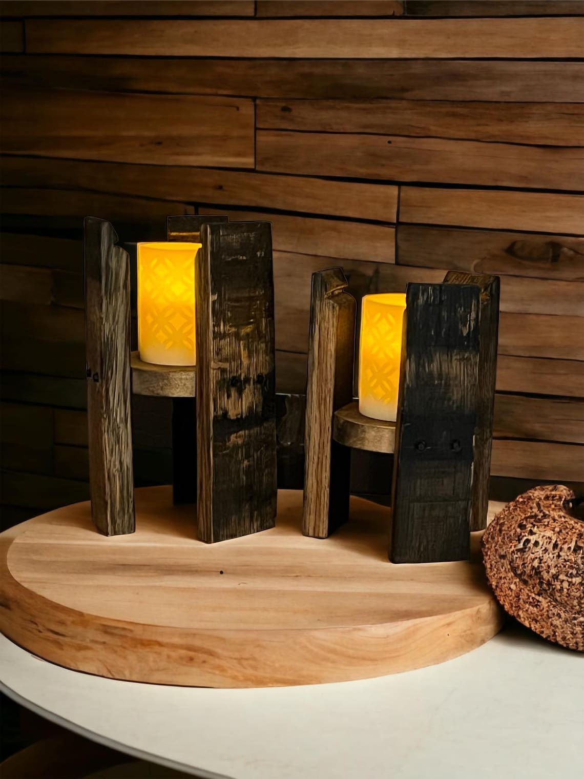 Whiskey Stave Candle Holder, Rustic Candleholder, Barrel Stave Candle ...
