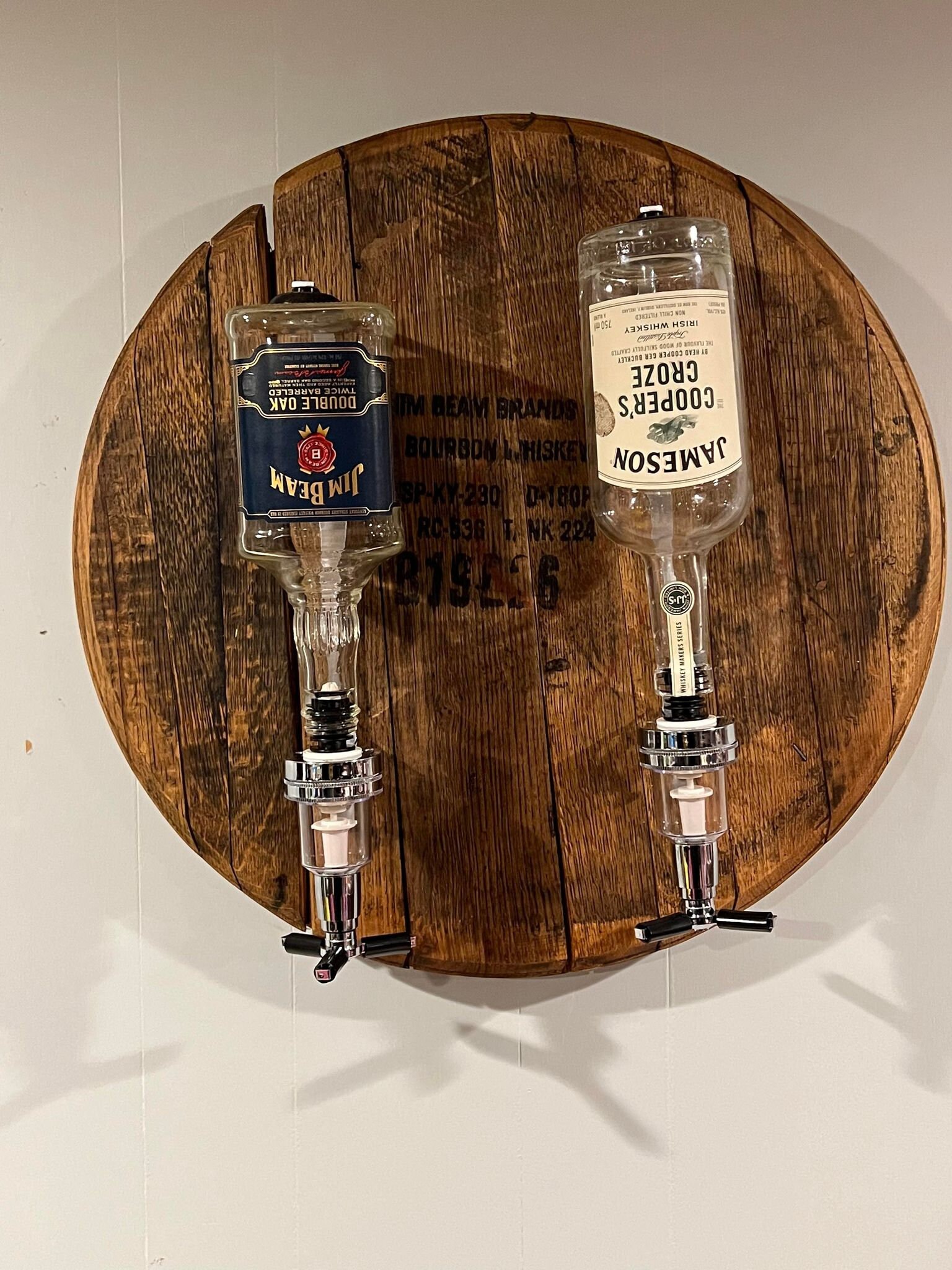 Whiskey Barrel Lid With Liquor Dispenser - Etsy