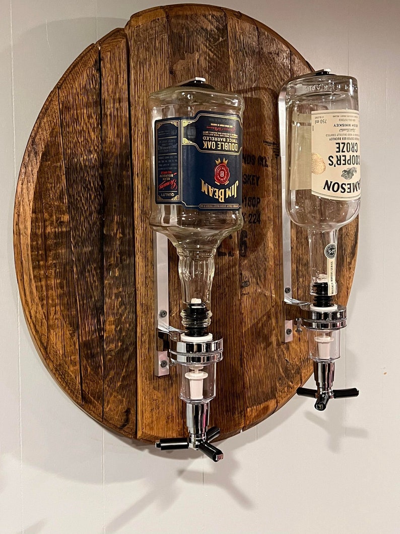 Whiskey Barrel Lid With Liquor Dispenser - Etsy