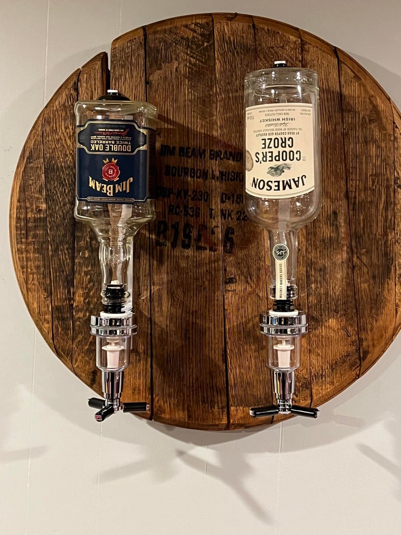 Whiskey Barrel Lid With Liquor Dispenser - Etsy
