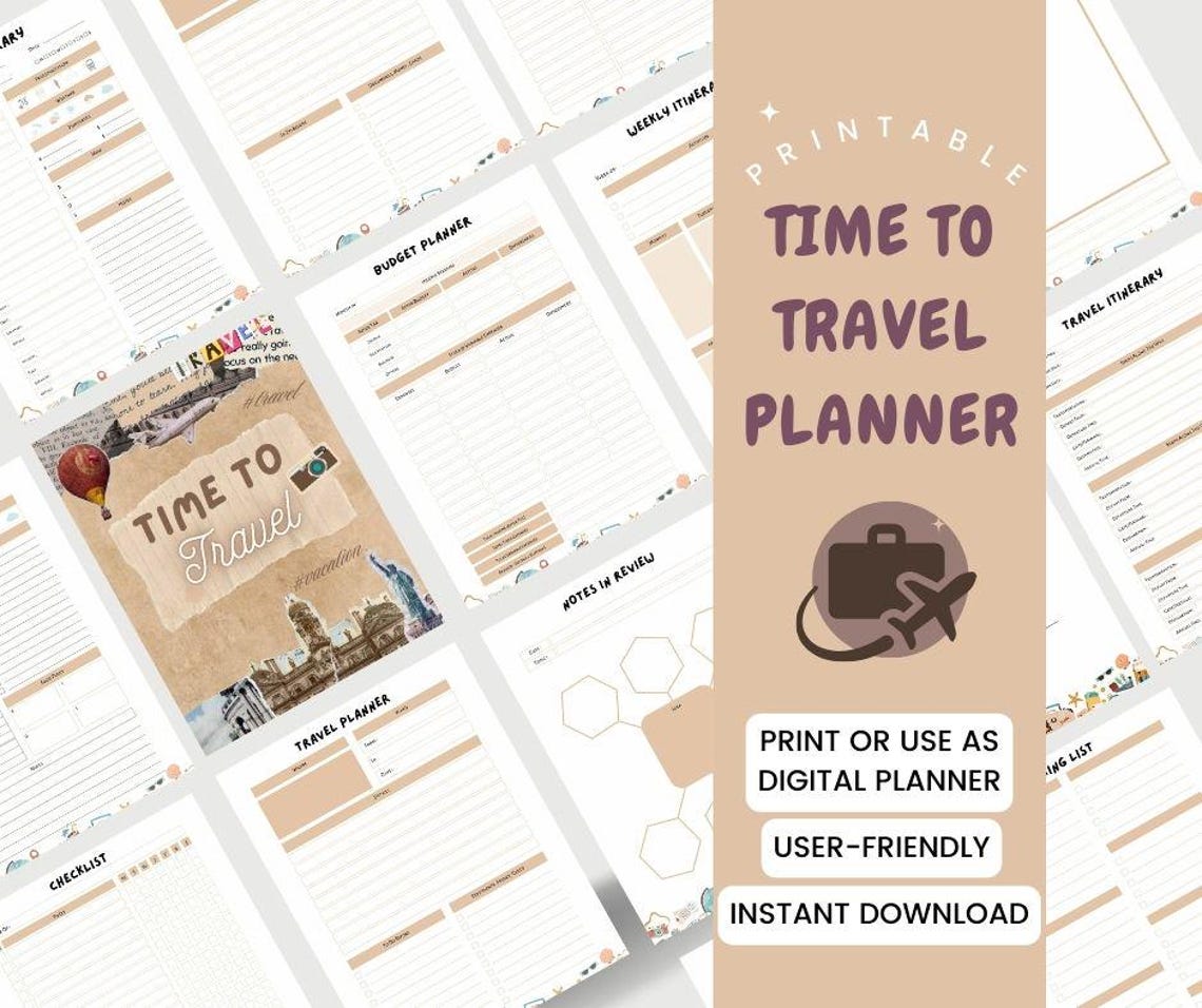 Travel Planner Printable PDF | Holiday Roadtrip Vacation Daily ...