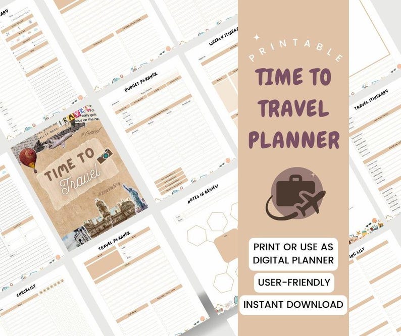 Travel Planner Printable PDF | Holiday Roadtrip Vacation Daily ...