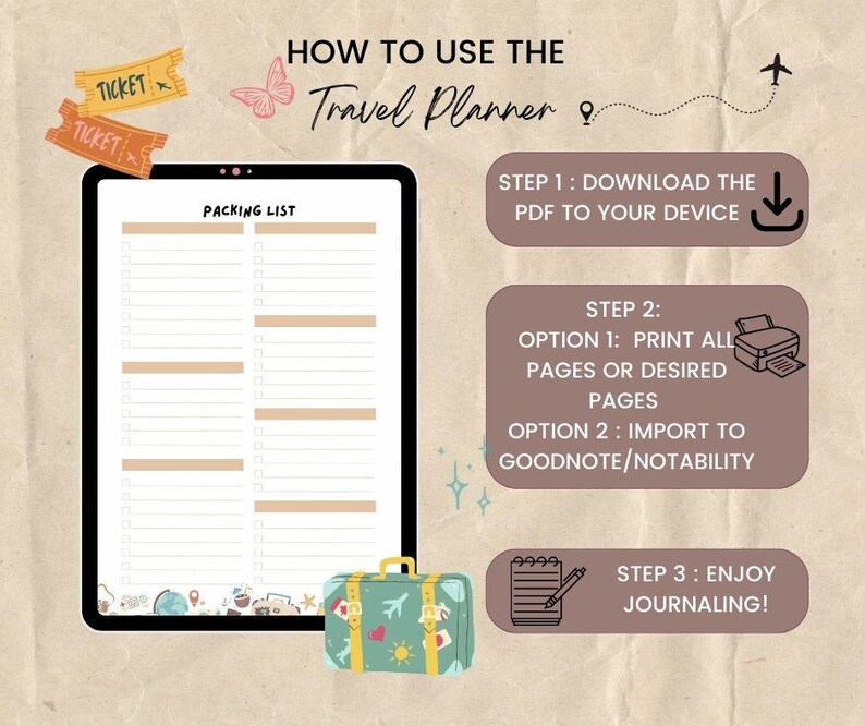 Travel Planner Printable PDF | Holiday Roadtrip Vacation Daily ...
