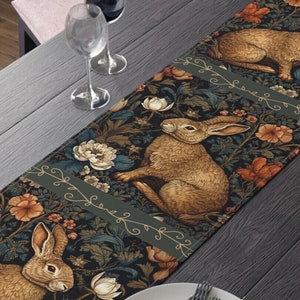 Cottagecore Rabbit Table Runner Dining Room Decor Farmhouse Table Top Enchanted Forest Table ...