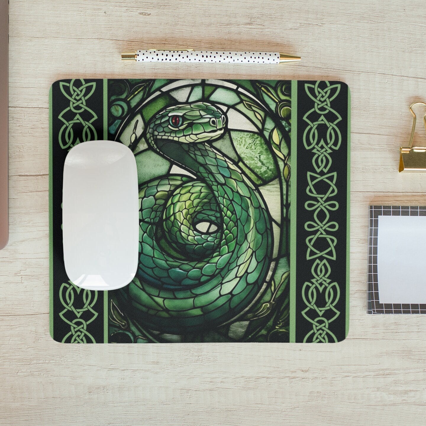 Cottagecore Snake Mousepad Aesthetic / Gothic Faux Stained Glass Animal ...