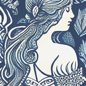 Mermaid Poster William Morris Inspired Nautical Decor Girls Room Decor ...