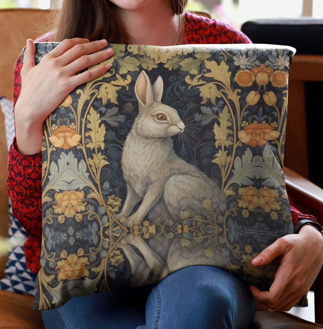 Rabbit Book Nook Throw Pillow Covers 20x20 Enchanted Forest Decor Sofa ...
