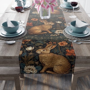 Cottagecore Rabbit Table Runner Dining Room Decor Farmhouse Table Top ...