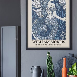 Mermaid Poster William Morris Inspired Nautical Decor Girls Room Decor ...