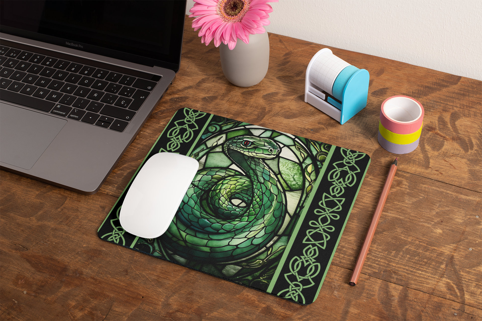 Cottagecore Snake Mousepad Aesthetic / Gothic Faux Stained Glass Animal ...