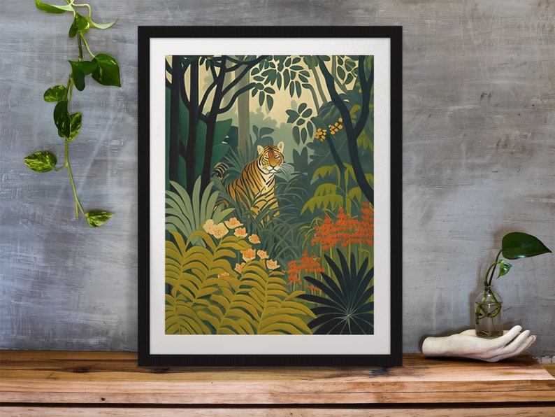 Henri Rousseau Inspired Print Tiger Wall Art Print Jungle - Etsy