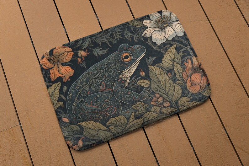 Frog Bath Mat William Morris Inspired Bathroom Mat Main I Love - Etsy